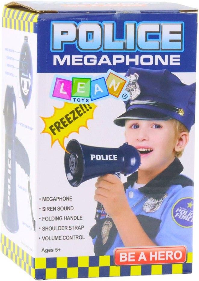 Leantoys Interaktywny Megafon Policyjny Dźwięki Syreny Policyjnej Smycz ...