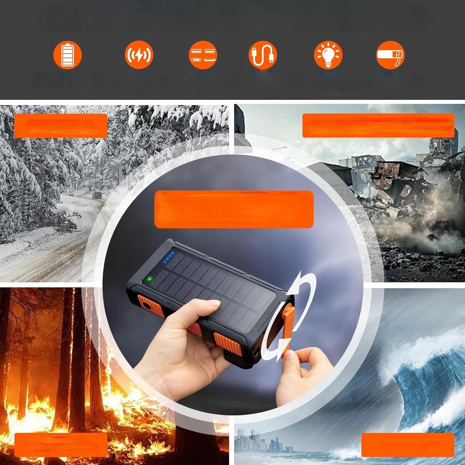 Powerbank Power Bank Solarny 26800mAh 15W 4x USB PD QI Korba Ładowanie ...