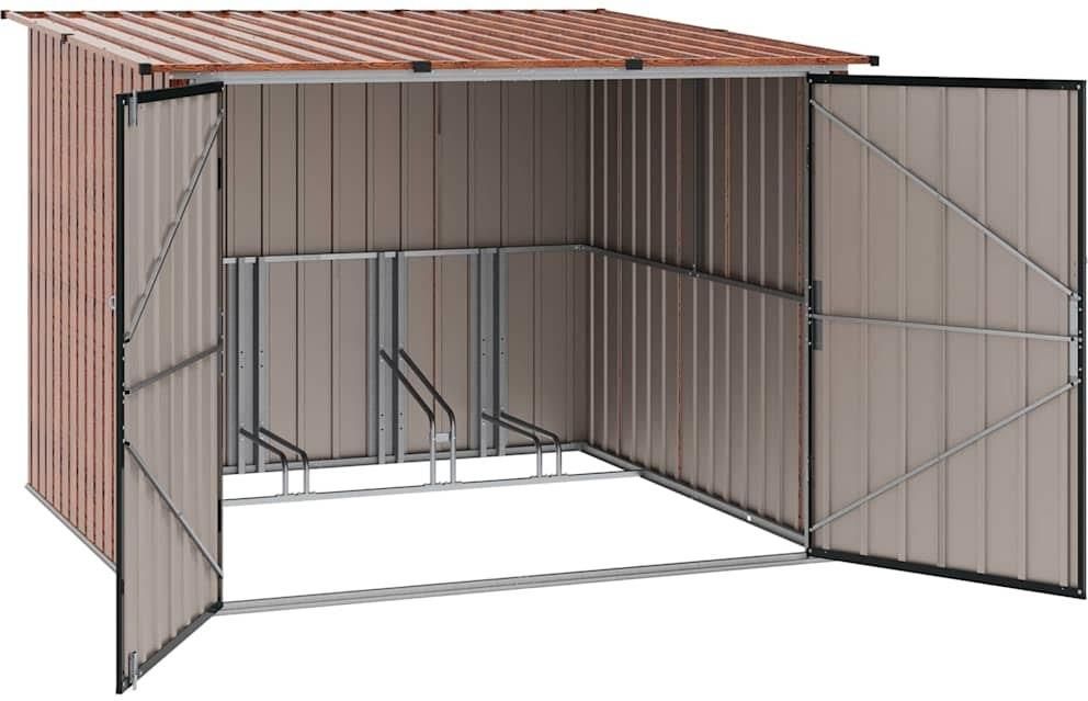 VidaXl Shed Na Rower 3 Pcs Brązowy 215x206x157cm Metal 3385874 - Ceny i ...