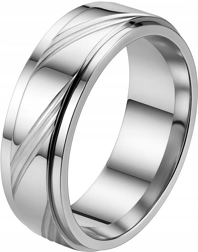 LINIE NACIĘCIA SREBRNY PIERŚCIONEK OBRĄCZKA ANTYSTRES FIDGET ADHD R28 ...