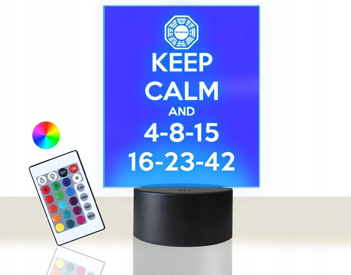 Lampa Plexido Lampka Nocna 3D Led Zagubieni Keep Calm Logo czarny ...