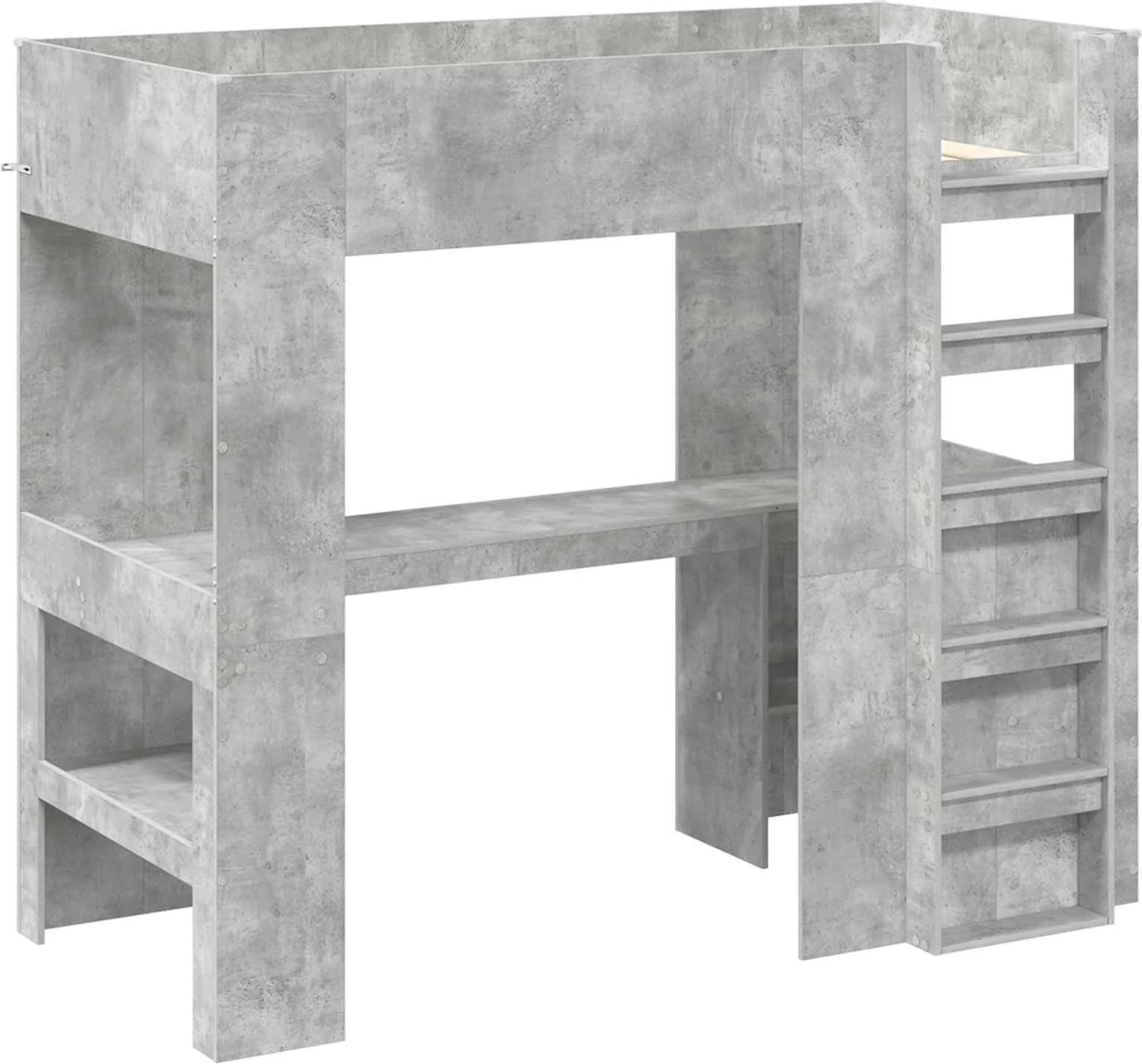 VidaXL Rama łóżka piętrowego z biurkiem Betonowy szary 100x200 cm ...