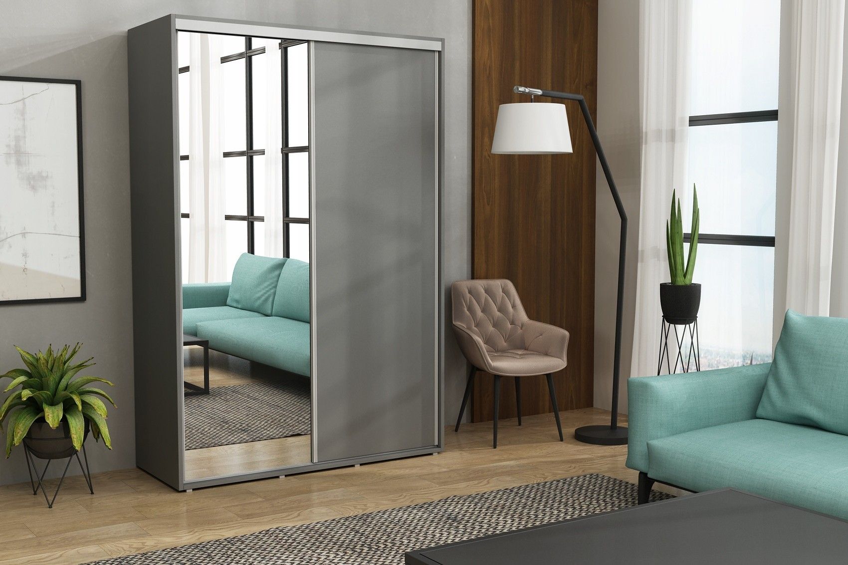 Szafa Przesuwna Iga Lustro 170 x 242 Artisan/ Szafa Ubraniowa - Opinie ...