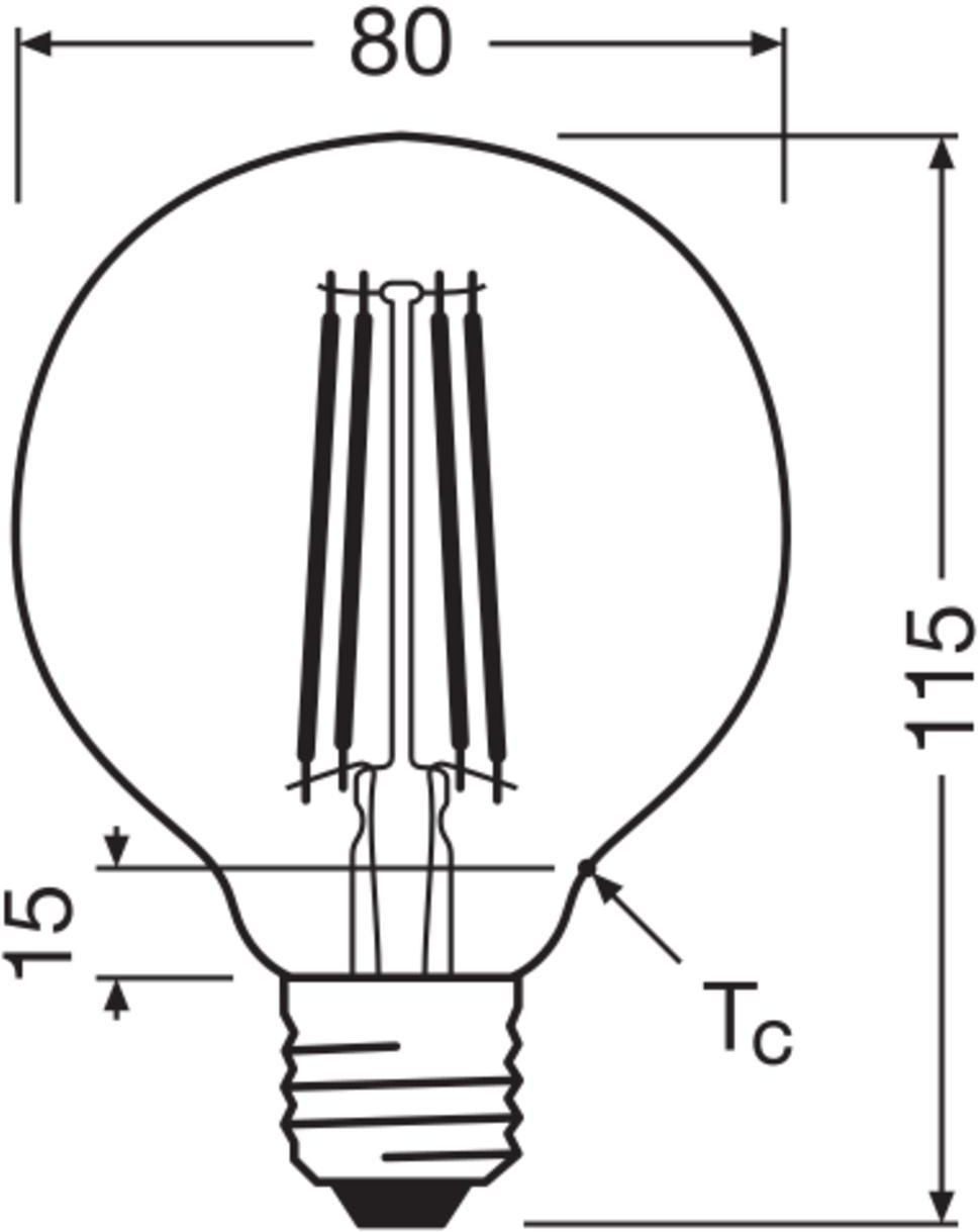 Osram Żarówka LED G80 Kula E27 2.2W Ciepła 470lm 2700K Filament ...