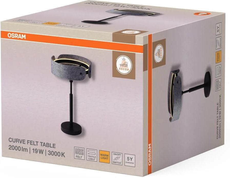 OSRAM Decor Curve Felt Lampa stołowa 19W 830 ciemnoszara - Opinie i ...