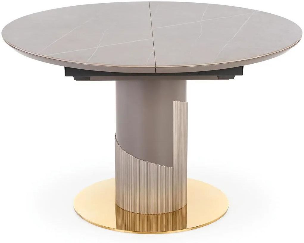 Elior Okrągły szary rozkładany stół glamour Milibo - Opinie i ...