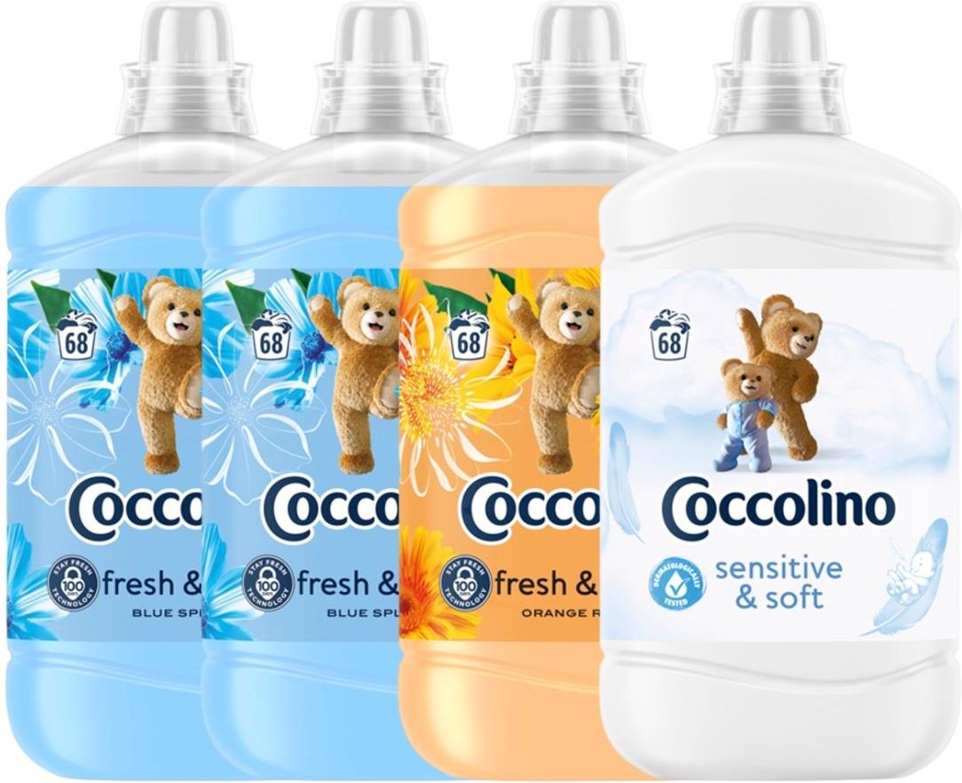 Zestaw Coccolino Fresh&Soft Blue Splash & Orange Rush 1,7l x4 6,8l ...