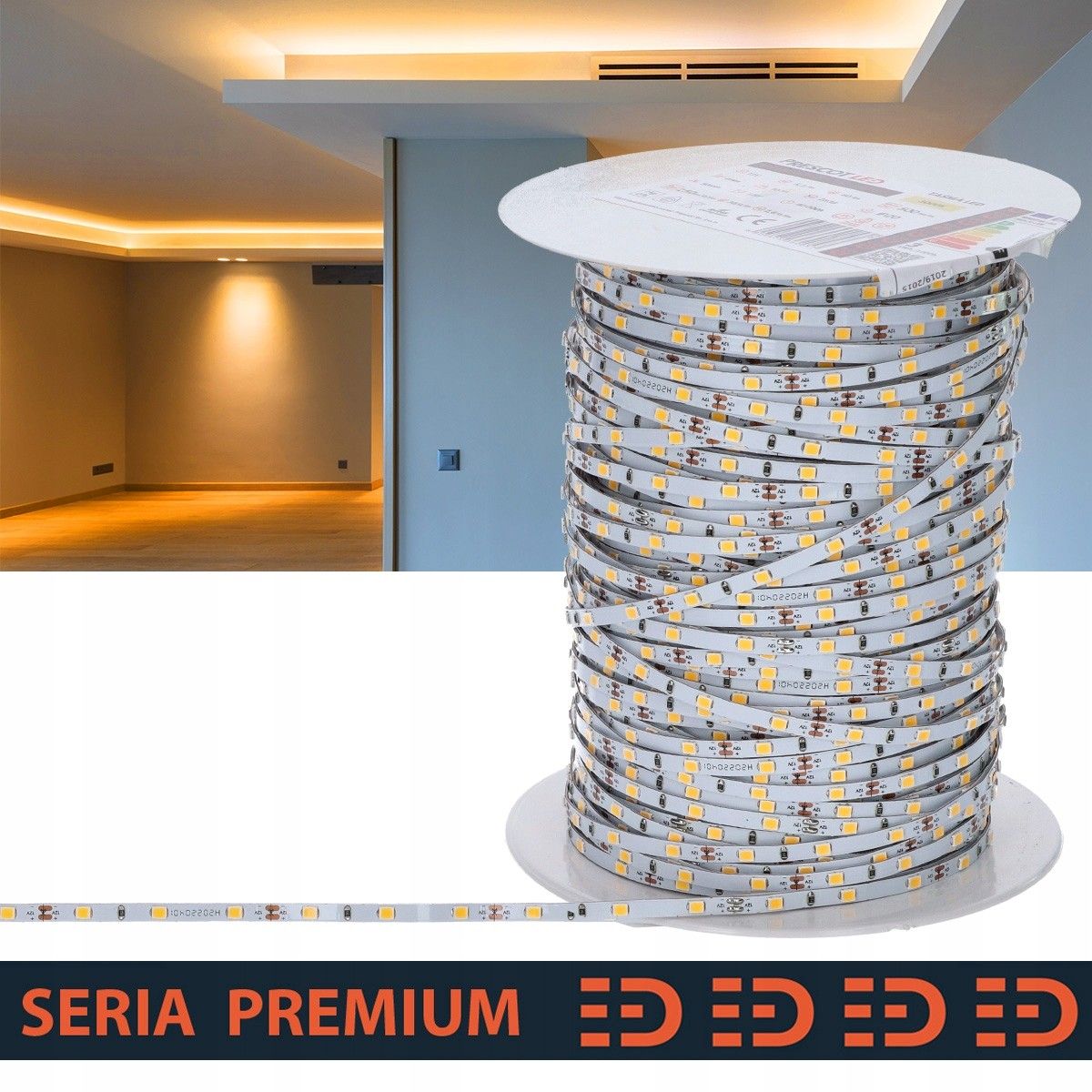 Prescot Taśma Led Premium 12V Slim 4mm 120led 3000K 1000lm SMD2835 5 ...