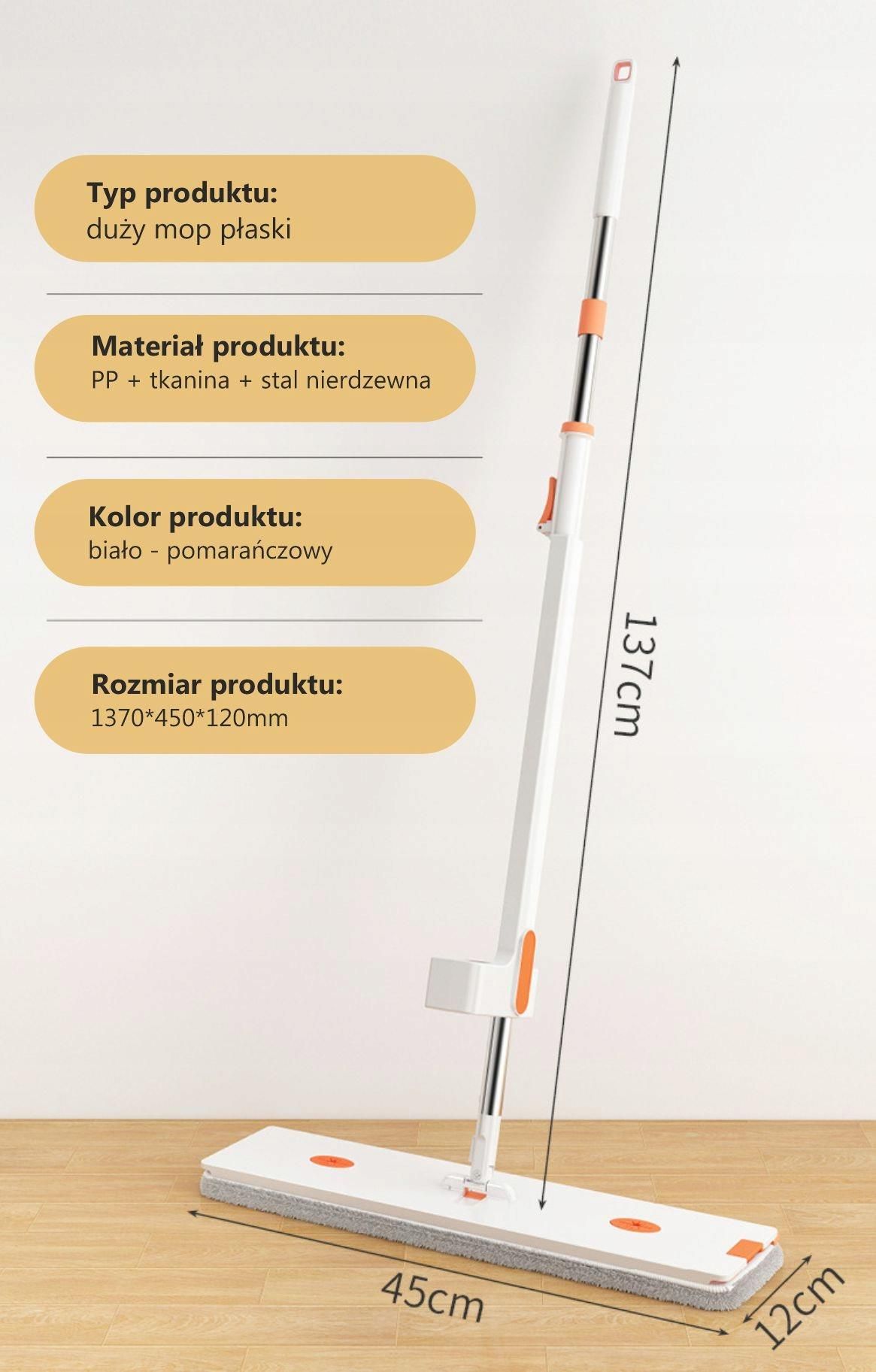 Mop płaski 360° składany do chusteczek i mikrofibry 2 wkłady - Opinie i ...