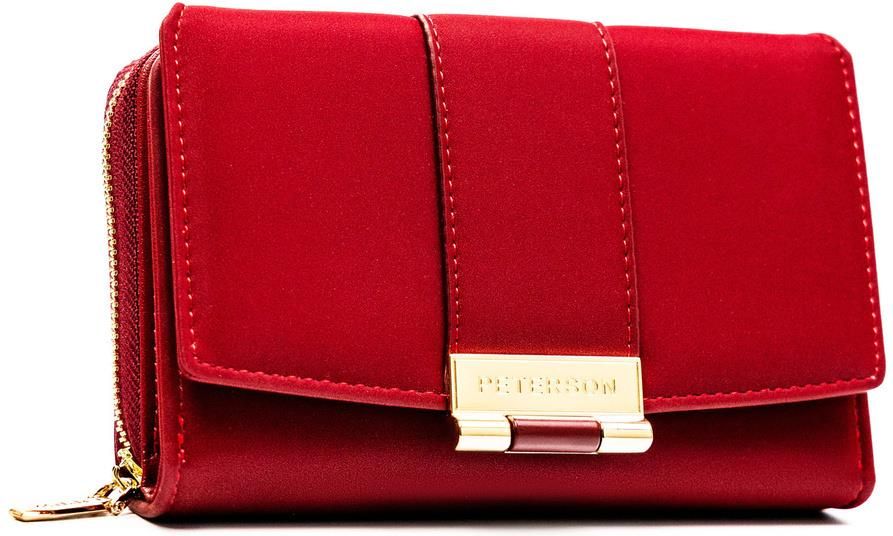 Portfel damski wykonany ze skóry ekologicznej w czerwonym kolorze ...