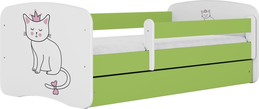 Kocot Kids Łóżko babydreams zielone kot bez szuflady materac kokos 80x160 (LBD_ZI_168BS_MK_KOT ...