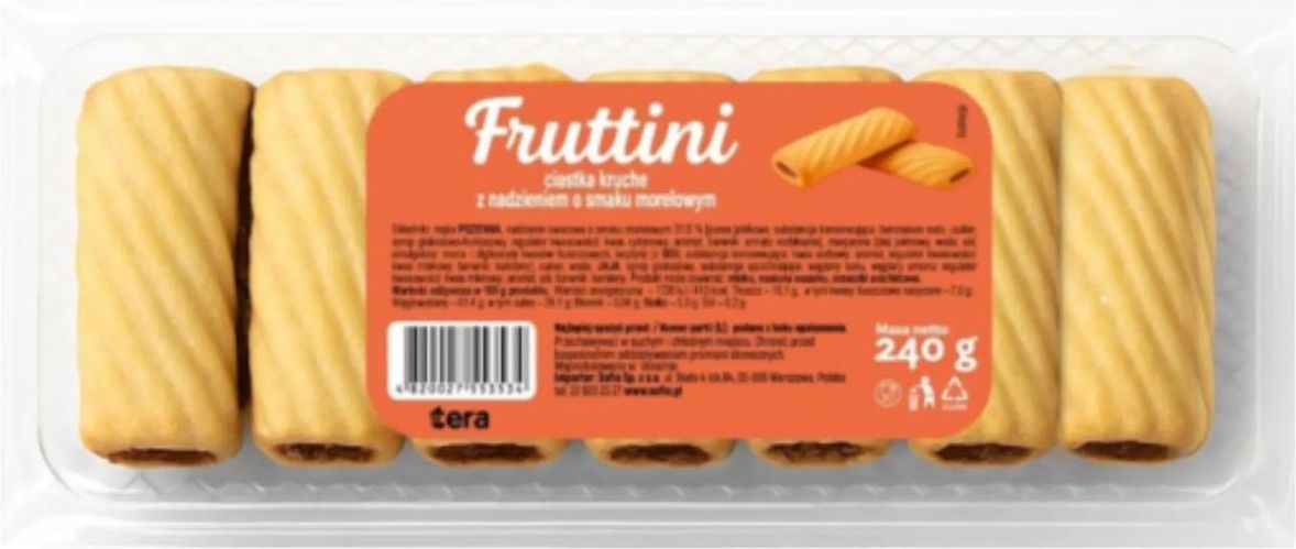 Fruttini Tera Ciastka Kruche Z Nadzieniem Morelowym Słodka Przekąska ...