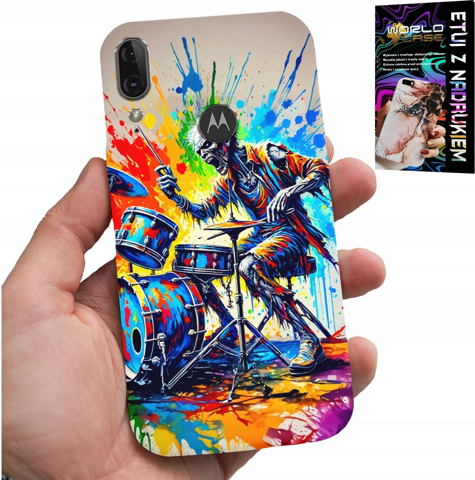 Etui Do Motorola Moto E6 Plus Rock Perkusja Bębny Kościotrup Pokrowiec ...