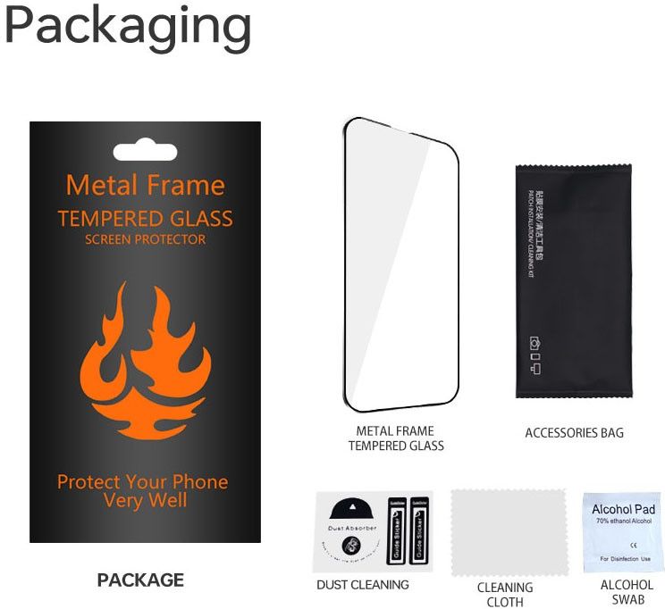 Szkło Hartowane Z Metalową Ramką Do Xiaomi Redmi Note 14 4G / 5G Czarna ...