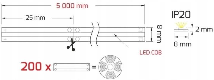 Taśma LED Design Light RCOB 5m 12V DC biały neutralny (5908293408884 ...