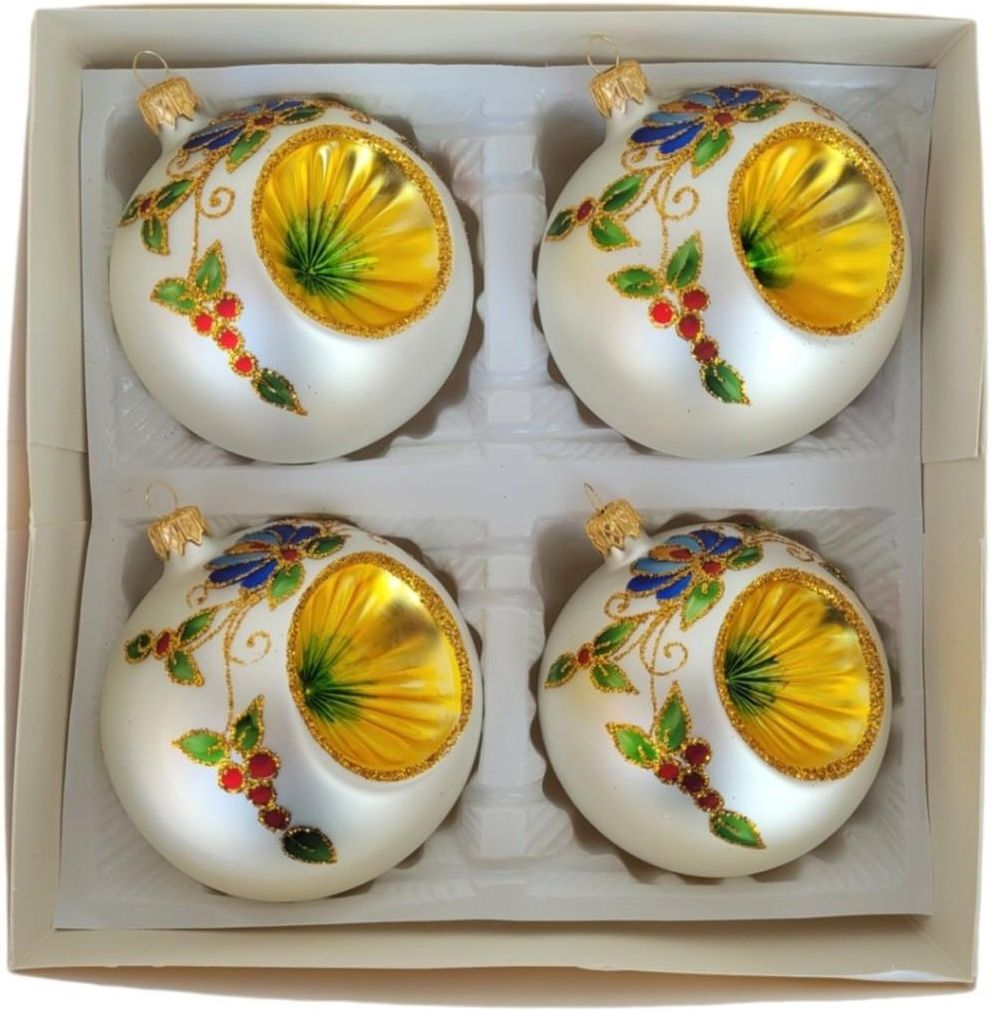 RIFLETTORE Bombki szklane 4 szt. 10 cm biało złote - Opinie i ...