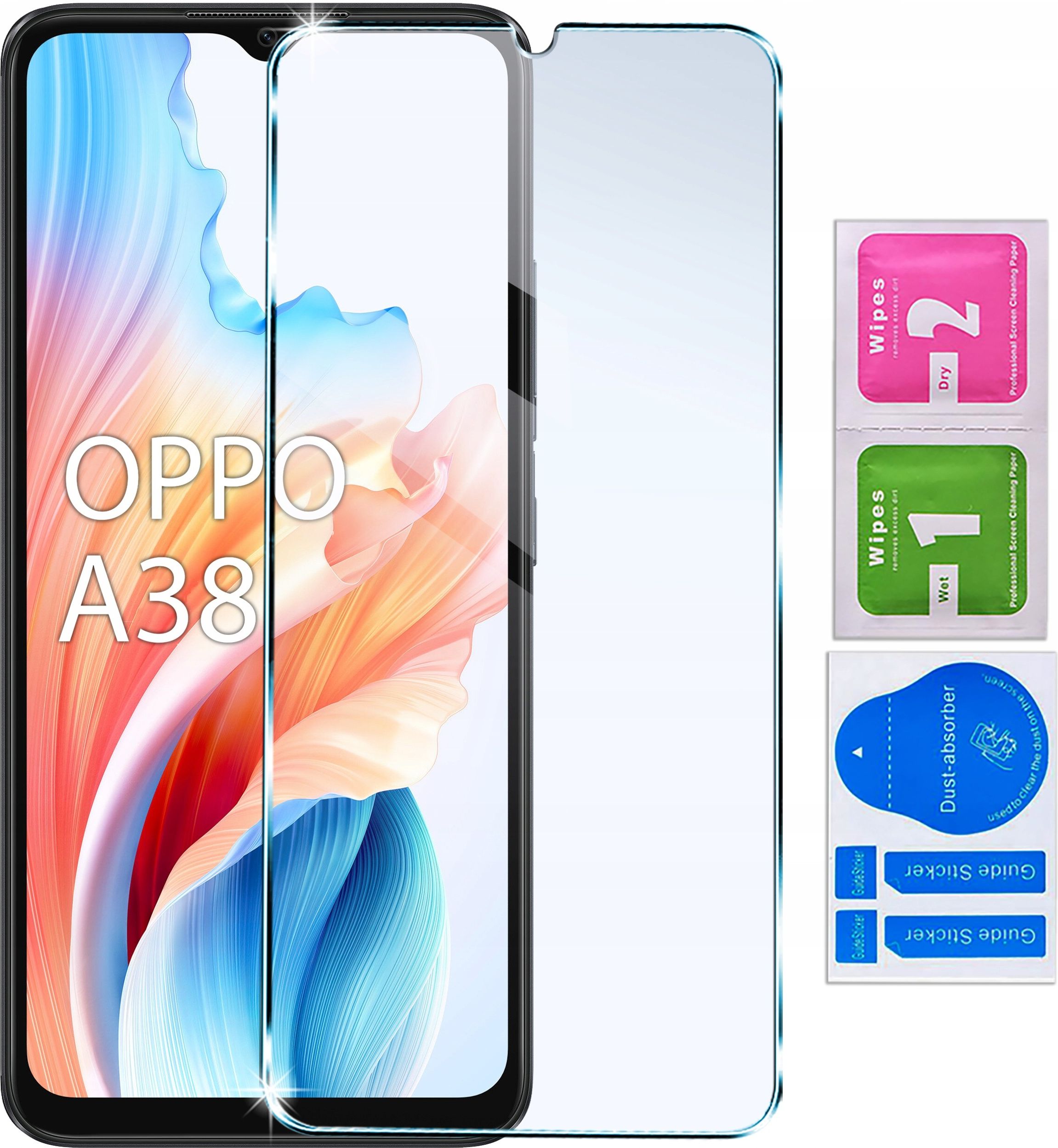 Etui z klapką KrainaGSM Oppo A38 Święty Mikołaj Czarny Szkło 9H ...