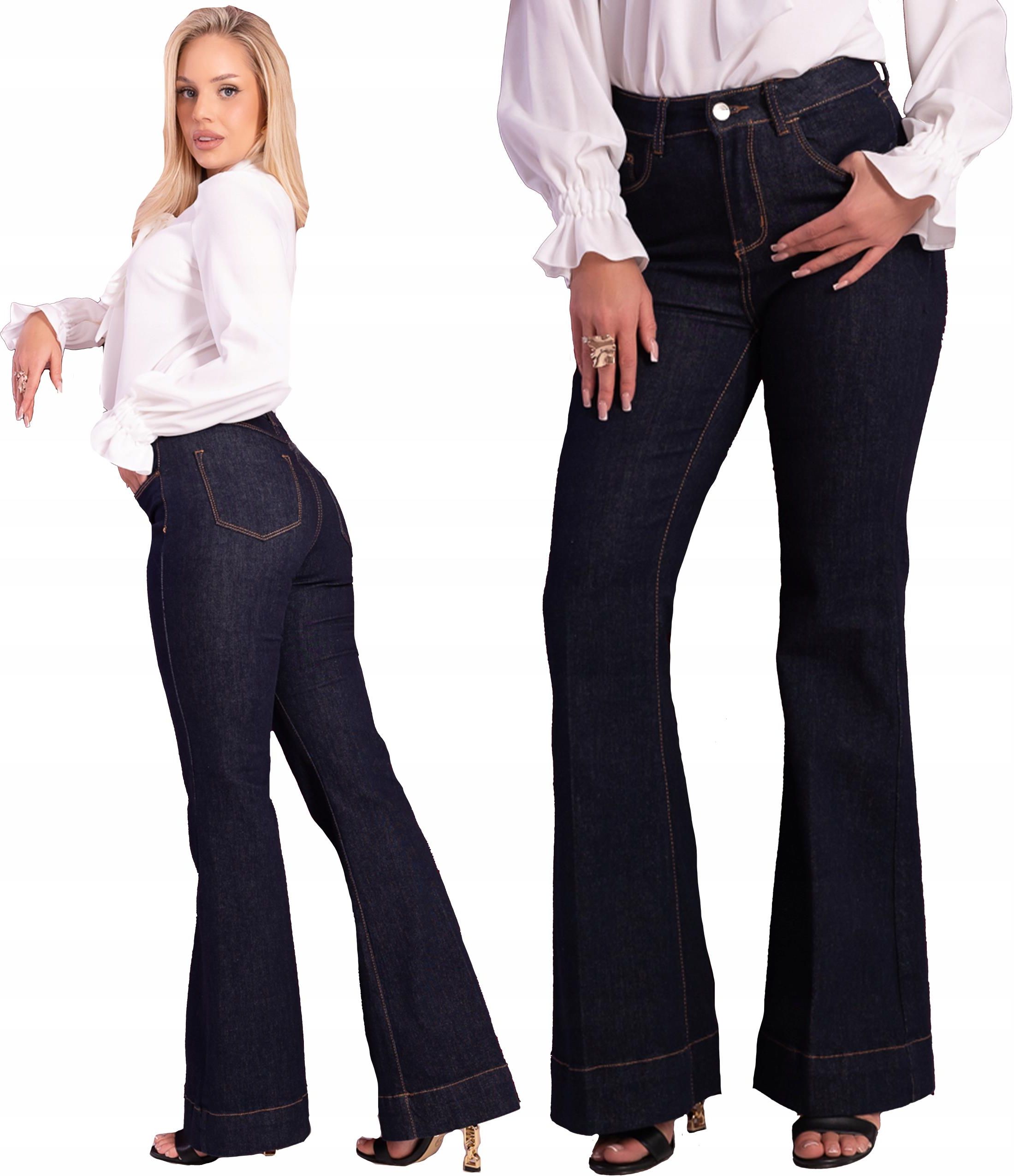 Aniela Klasyczne Spodnie Dzwony Jeansy Wysoki Stan Navy - Ceny i opinie ...