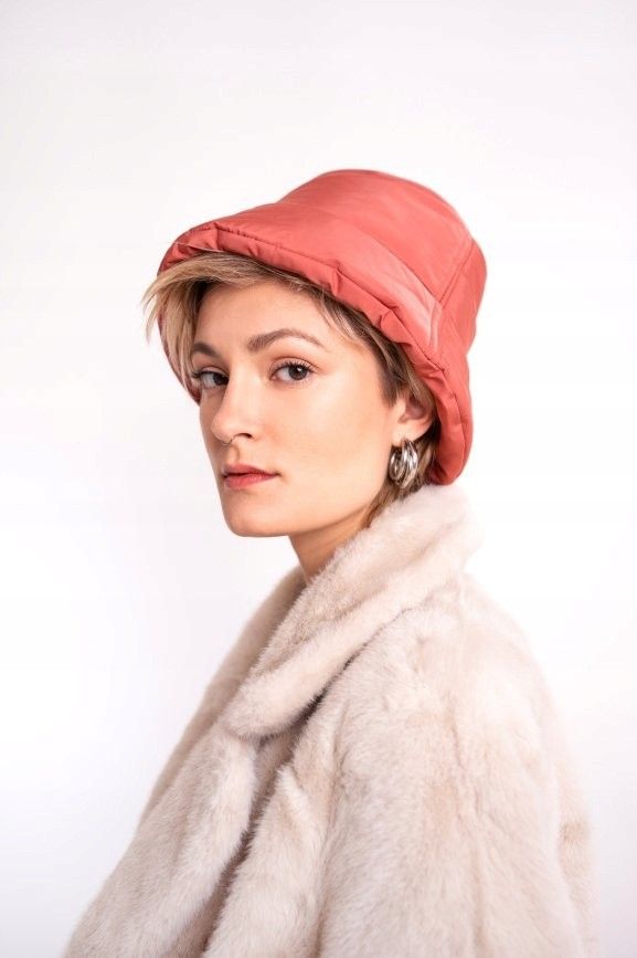 Czapka bucket Poof zimowy puchowy kapelusz damski cieplutki Czarny ...