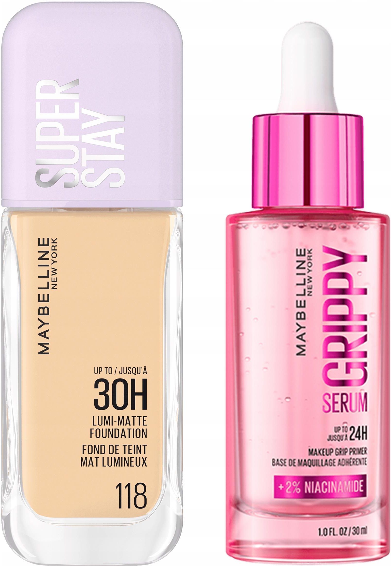 Maybelline Zestaw Primer Grippy Serum Podkład Stay Lumi Matte 118 ...