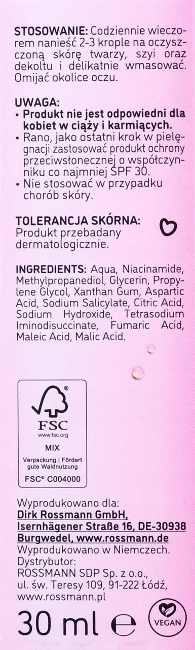 Serum do twarzy ISANA LOVE YOUR SKIN SERUM DO TWARZY Z NIACYNAMIDEM 30 ...