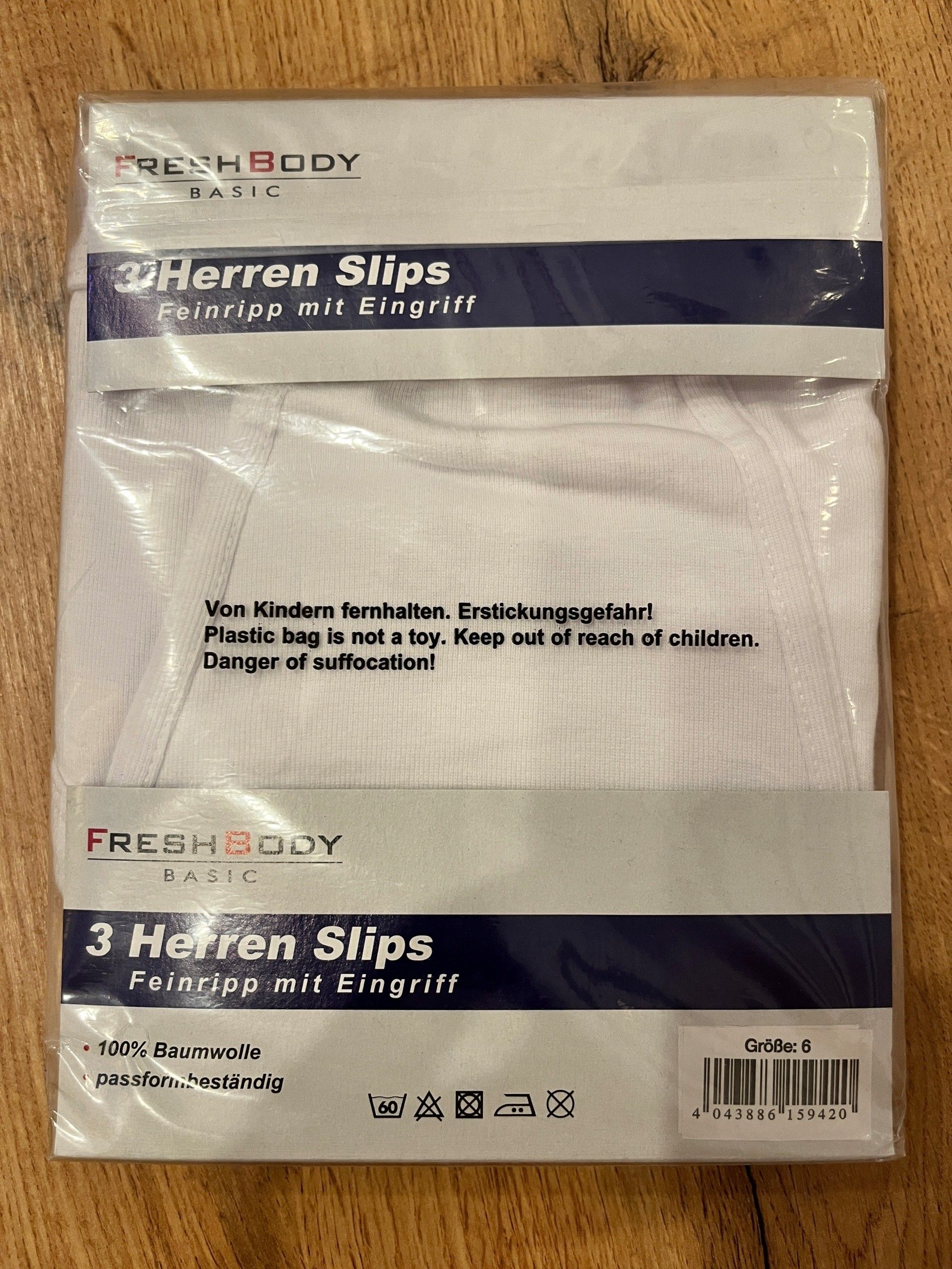 3szt Slipy męskie FreshBody Basic, rozmiar L (6), 100% bawełna, majtki ...