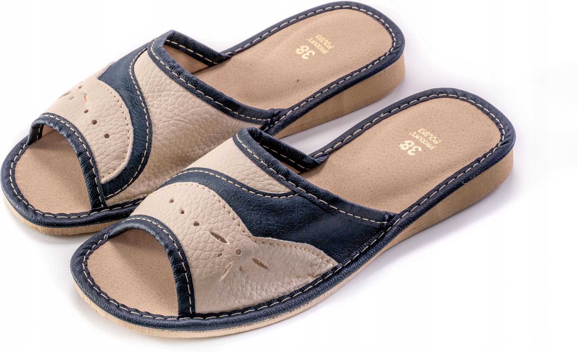 KAPCIE DAMSKIE PANTOFLE KLAPKI SKÓRZANE ODKRYTE MAXIMUS BIAŁO-GRANAT r ...