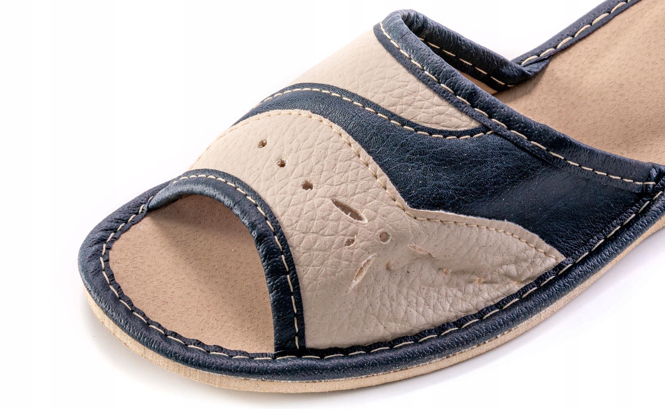 KAPCIE DAMSKIE PANTOFLE KLAPKI SKÓRZANE ODKRYTE MAXIMUS BIAŁO-GRANAT r ...