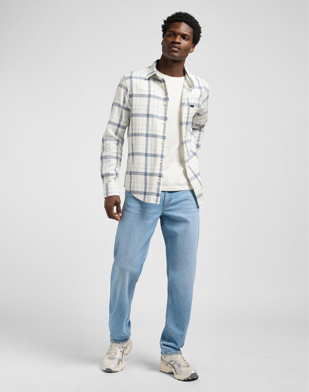 LEE LEESURE SHIRT ECRU INDIGO PLAID 112370459 - Ceny i opinie - Ceneo.pl