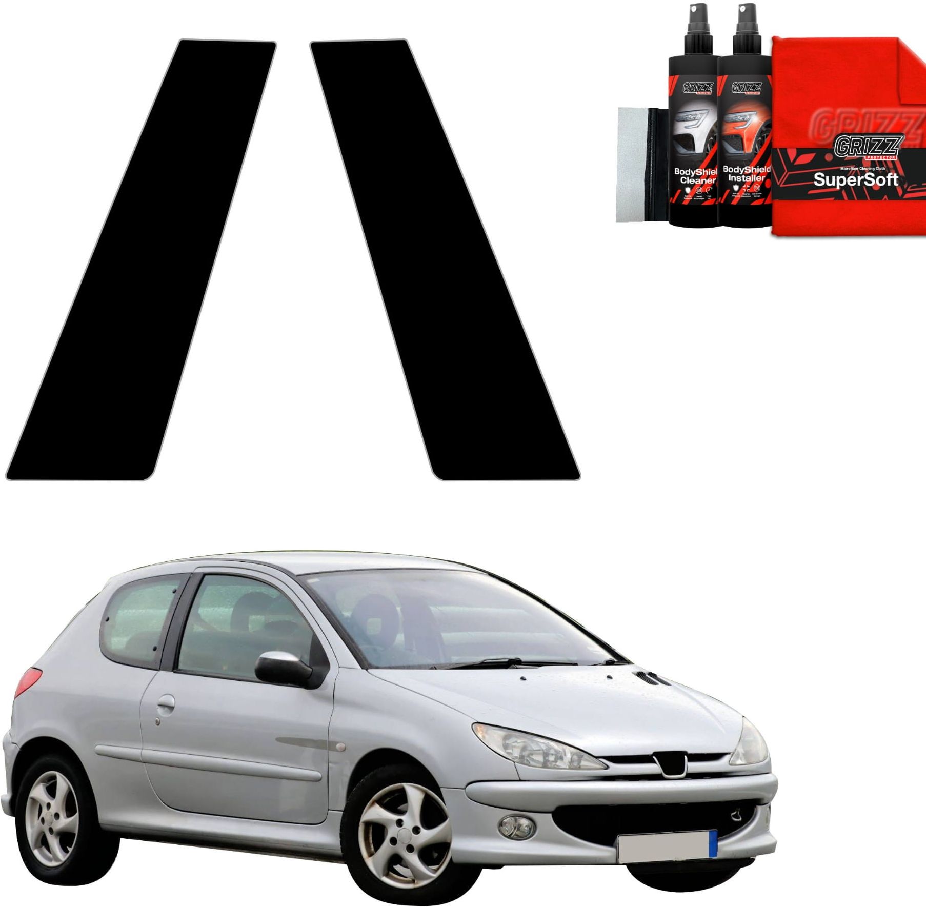 Grizz Protector 2W1 Czarna Folia Na Słupki Do Peugeot 206 1998-2009 ...
