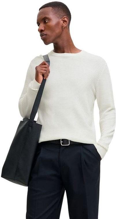 Men’s sweatshirt without hood jack & jones jjotto knit crew neck white ...