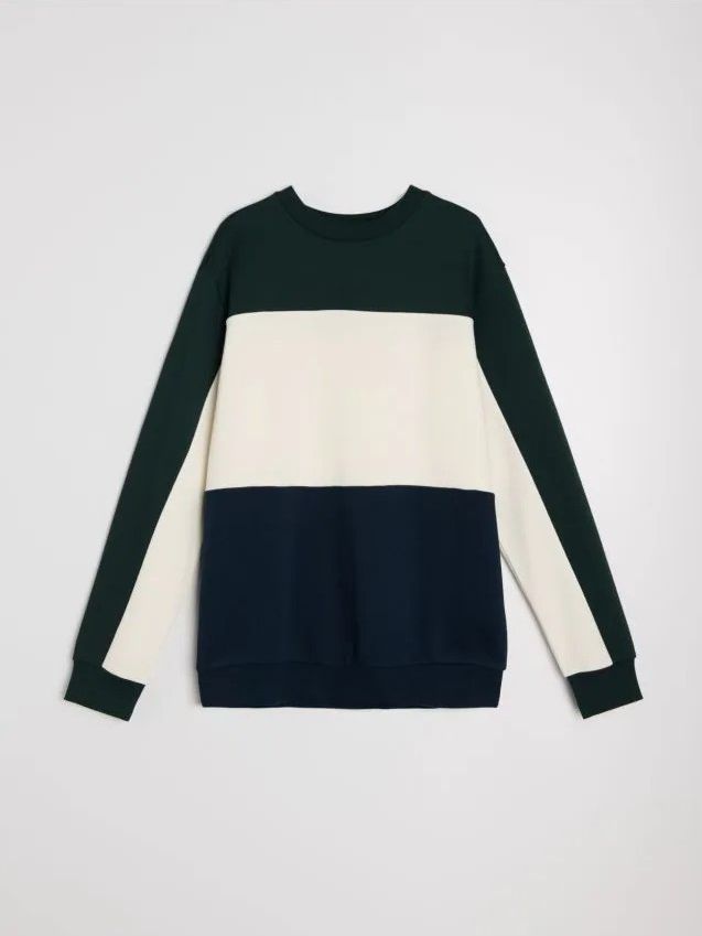Sinsay - Bluza crewneck color-block - zielony - Ceny i opinie - Ceneo.pl
