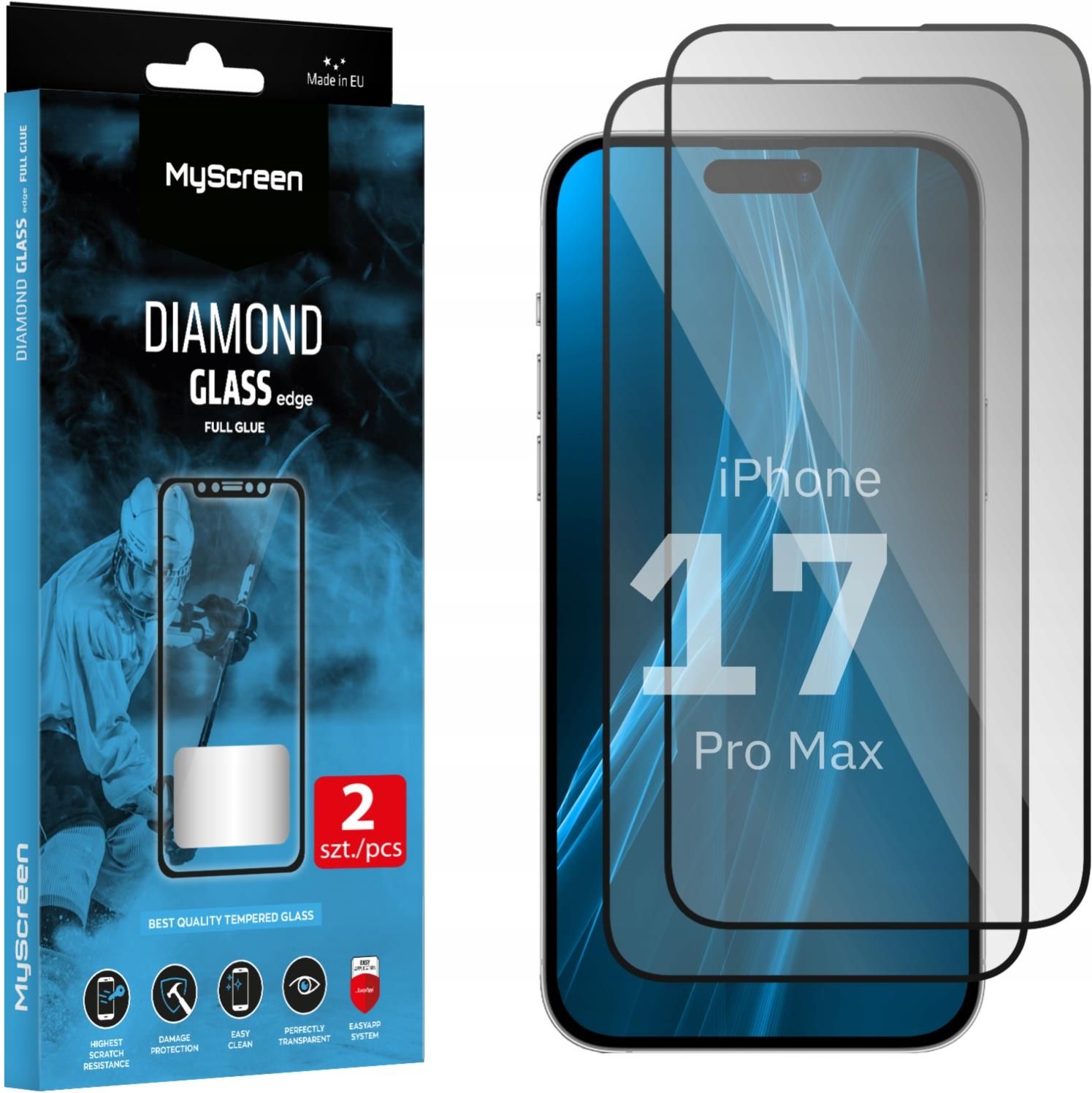 2X Szkło Hartowane 9H Do Iphone 17 Pro Max Myscreen Diamond Glass Edge ...