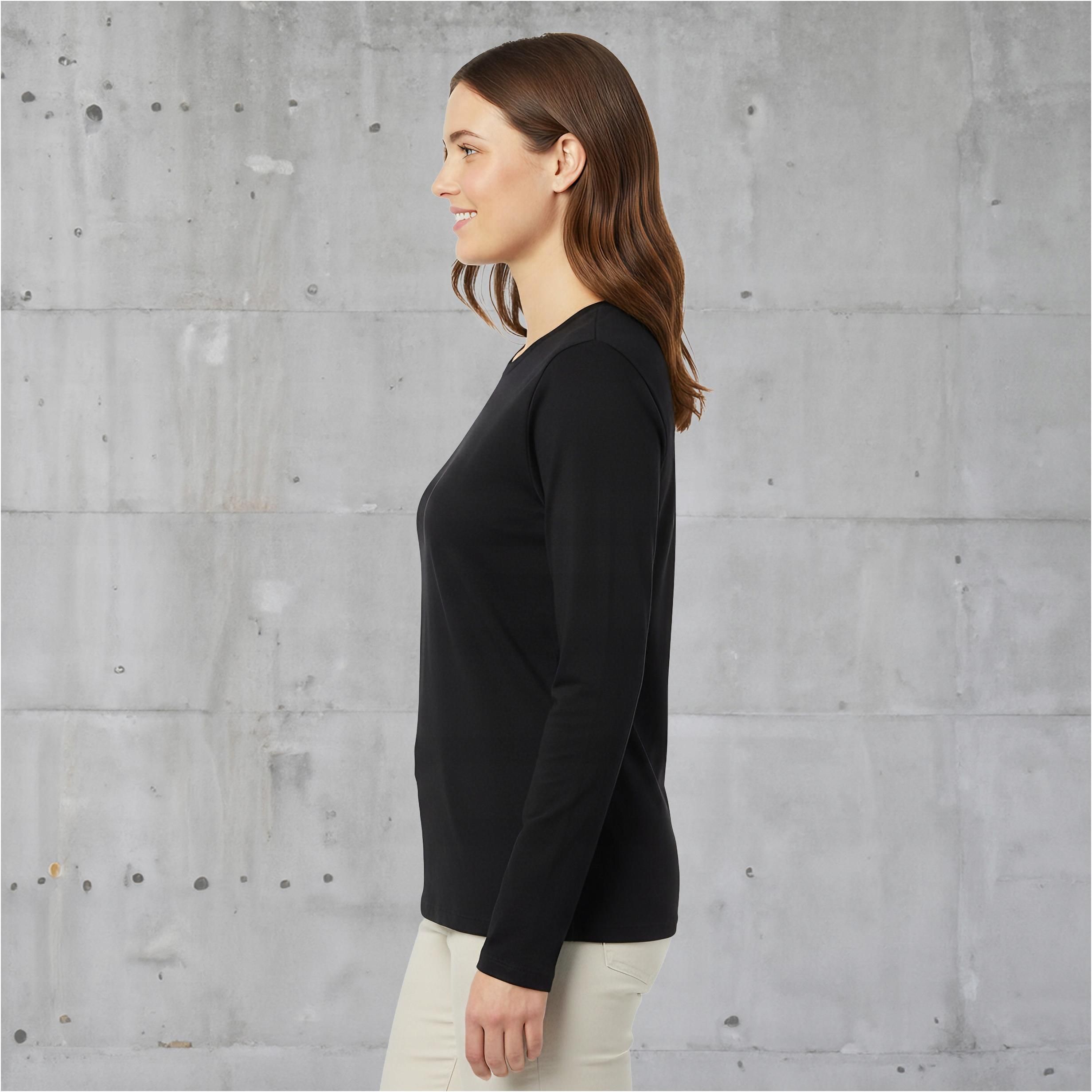 Koszulka damska z długim rękawem podkoszulka t-shirt Bawełna Jhk czarna ...