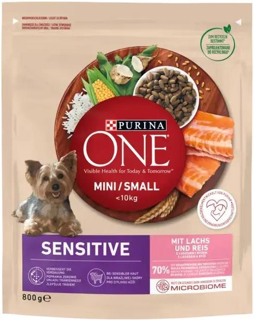 Karma Purina One Sensitive Mini Small z łososiem i ryżem 2x800 g - Ceny ...