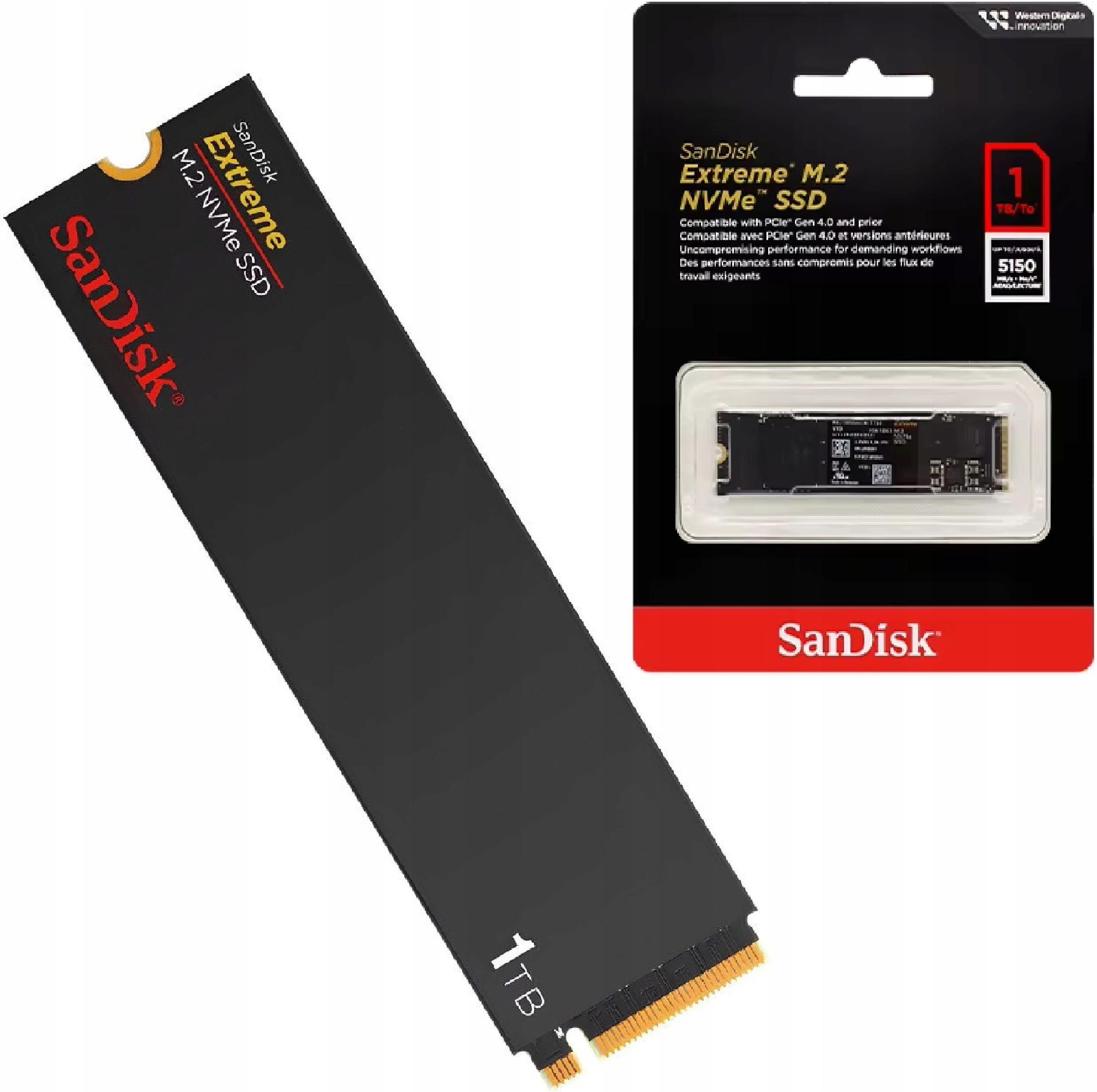 Dysk SSD Sandisk Dysk Extreme szybki Ssd M2 1TB Nvme Gen4x4 2280 ...