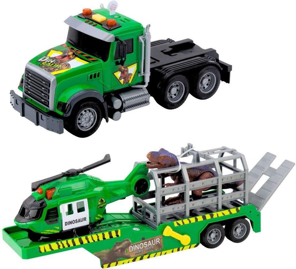 Lean Toys Zestaw Ciężarówka Helikopter Klatka Z Dinozaurem Świata ...