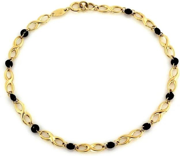 Lovrin Złota bransoletka z nieskończoności z czarnymi kamieniami (BR ...