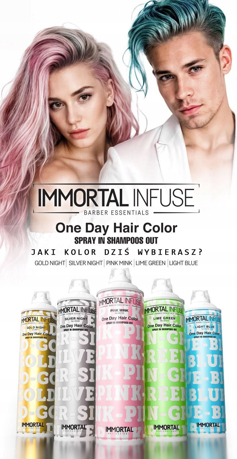 Immortal One Day Hair Color Lime Green Spray Koloryzujący Farbujący ...