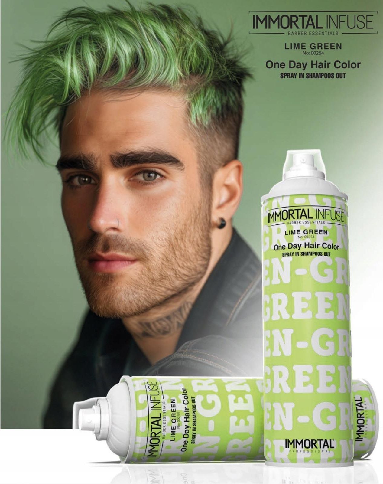 Immortal One Day Hair Color Lime Green Spray Koloryzujący Farbujący ...