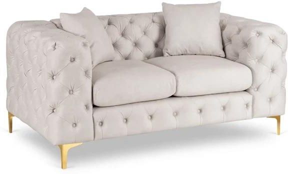 Mebel Elite sofa dwuosobowa SORRENTO 2S welurowa kremowy metal ...
