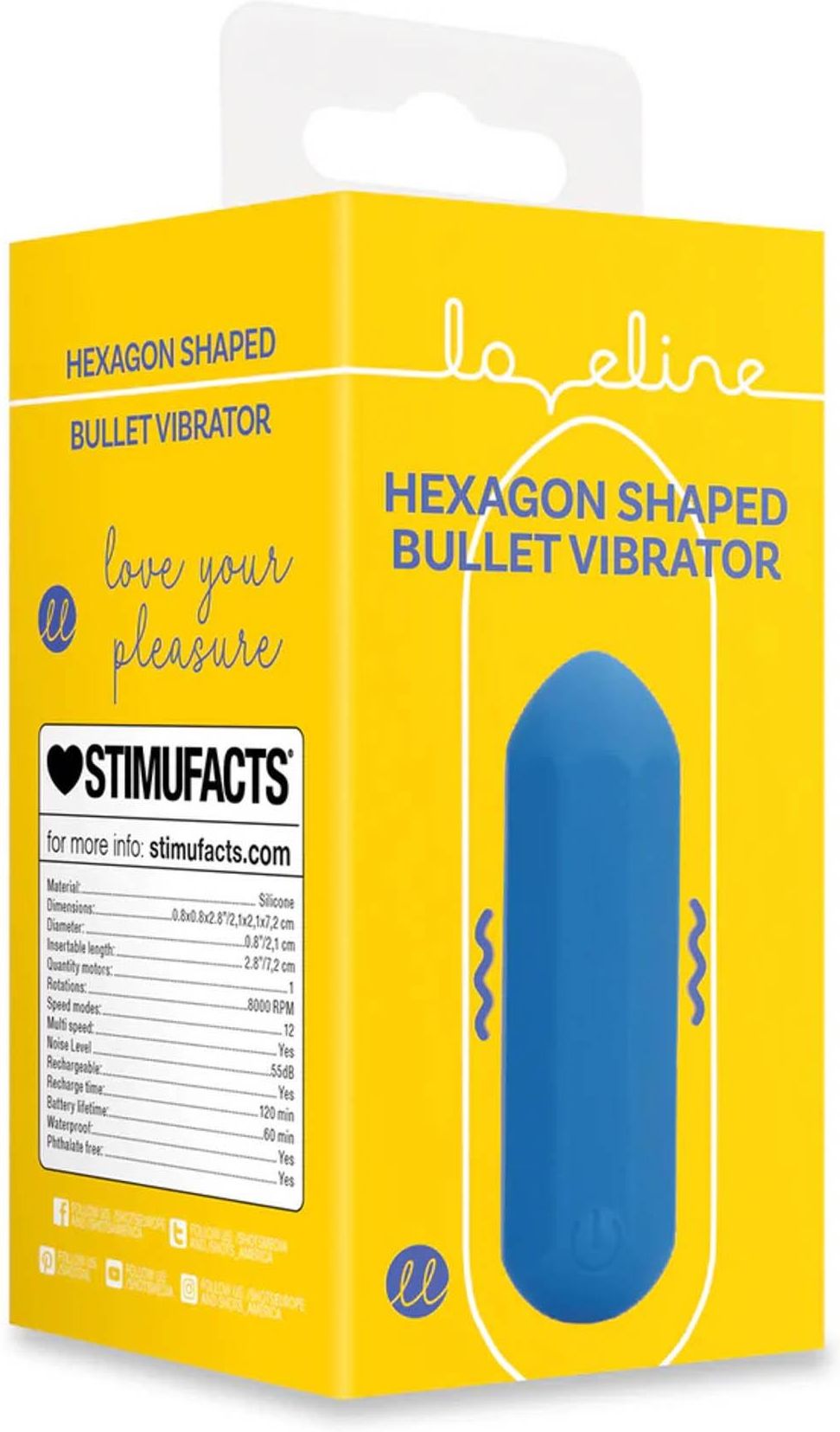 Loveline Hexagon Shaped Bullet Vibrator Jetset Niebieski ...