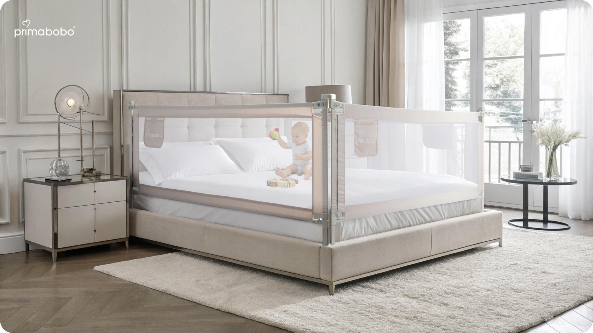 Primabobo Barierka Ochronna Do Łóżka Classic Składana 200x180cm Beżowy ...