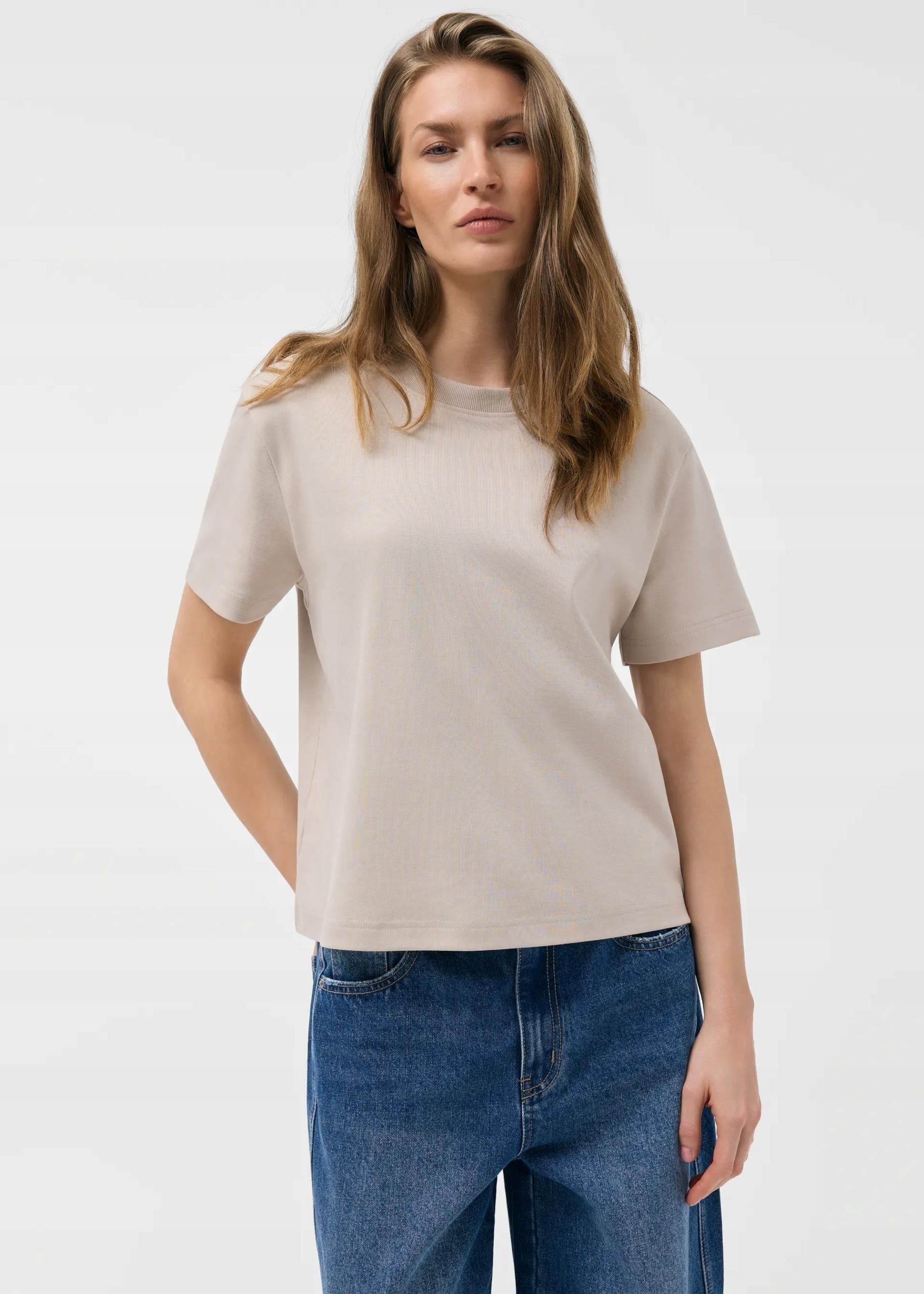 Koszulka damska T-shirt bawełniany Diverse Jasinta 261 Kamienny Beżowy ...