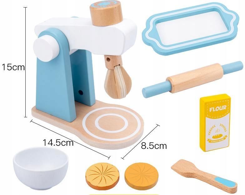 Zabawka Wooden Baking Mixer Toy With Accessories Educational Play For ...