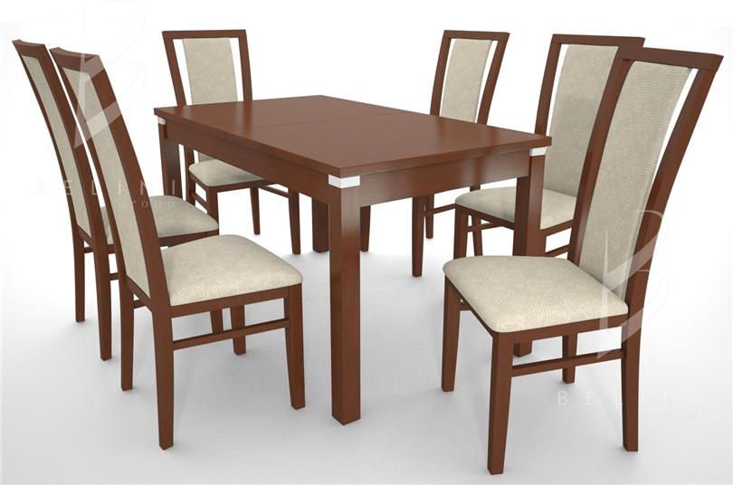 Belini zestaw PRESTIGE 1904 (stół + 6 krzeseł kasztan alu/krem soft ...