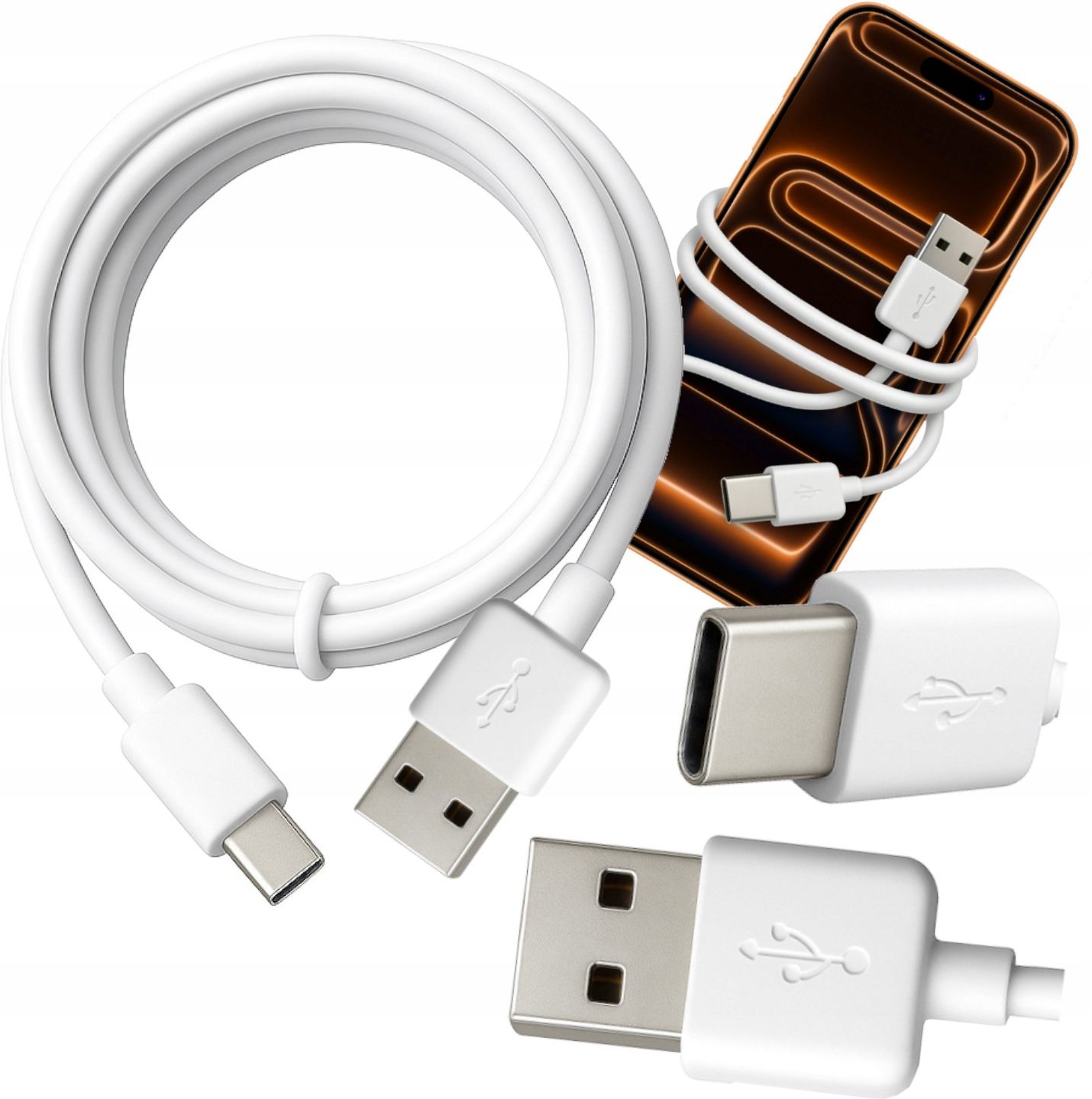 Gsm Hurt Kabel Usb Typ C Szybkie Ładowanie Hq Biały 2M Przewód Solidny ...