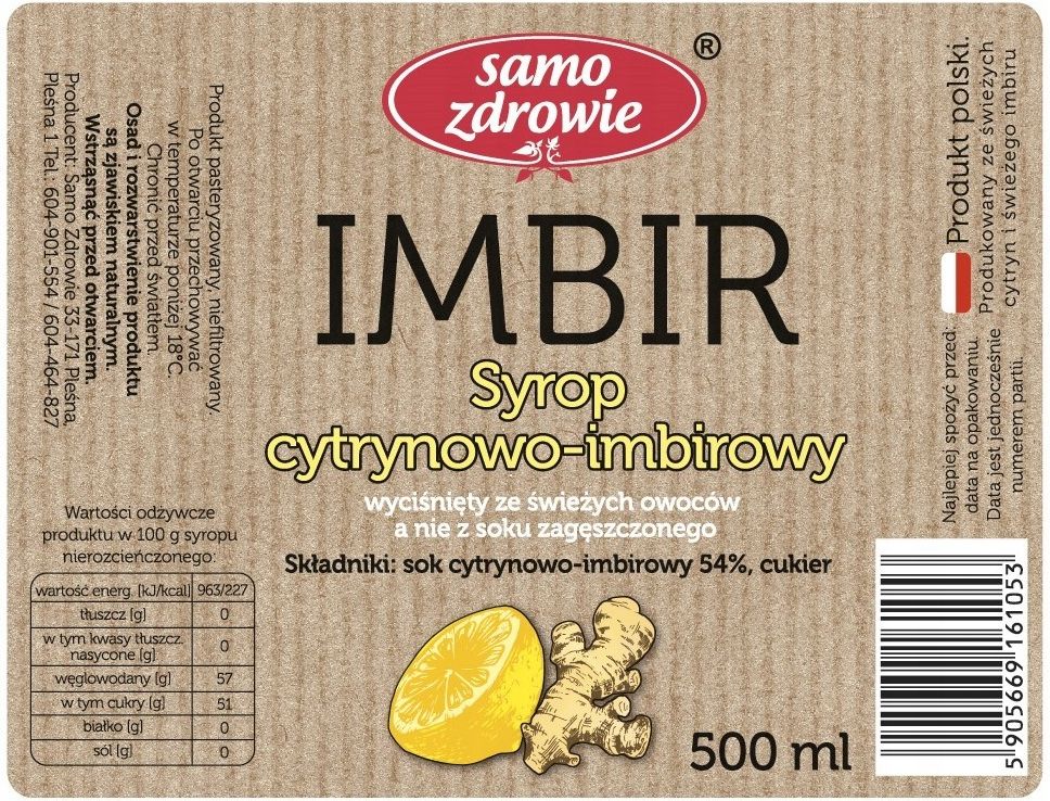 Syrop Cytrynowo Imbirowy 500ml Samo Zdrowie - Ceny i opinie - Ceneo.pl