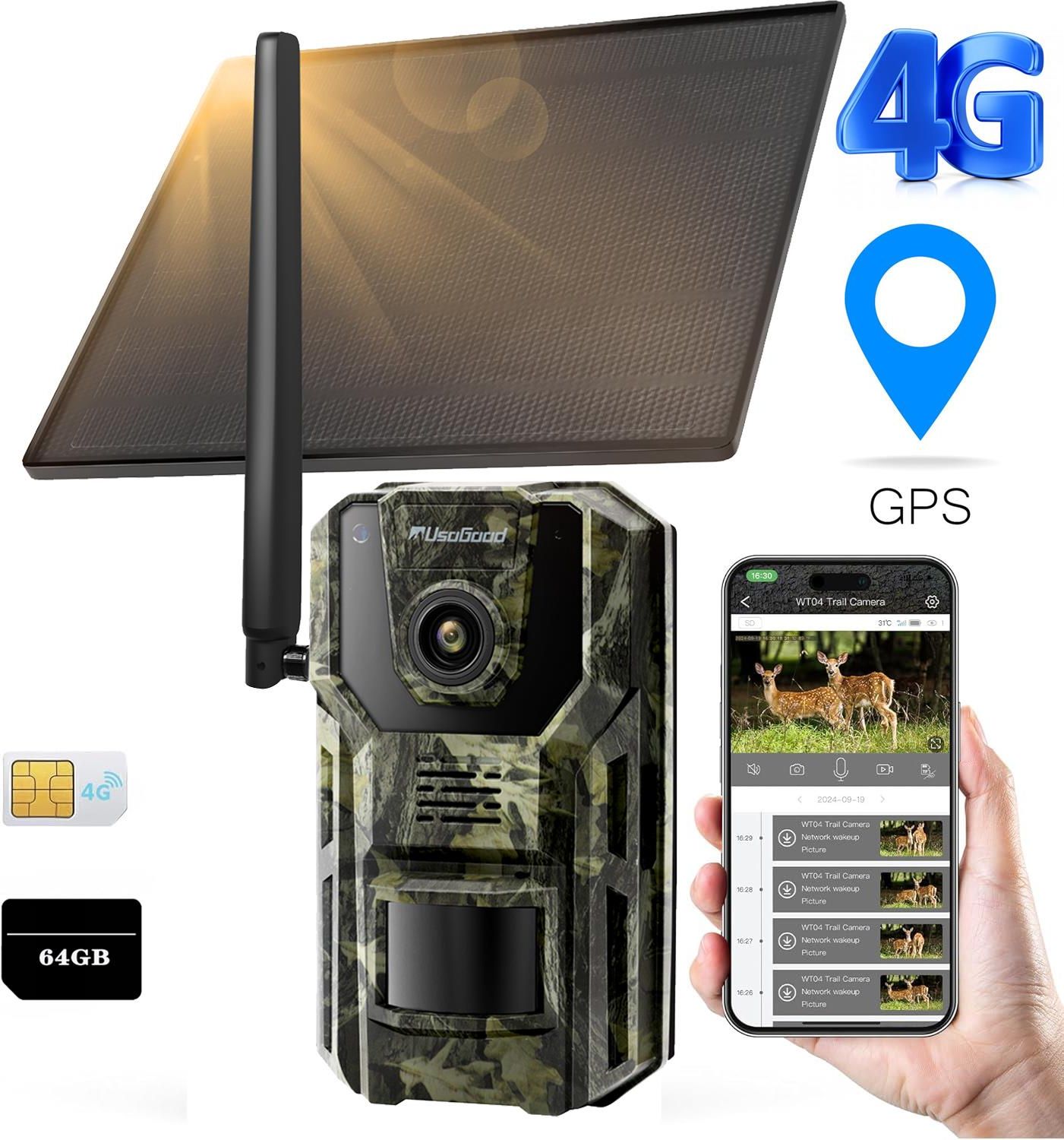 Fotopułapka 3MP Fhd Gsm Sim Kamera Leśna Solar Podgląd obraz na żywo Ir ...