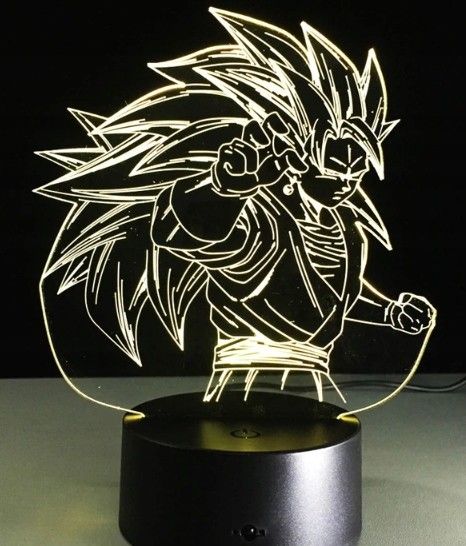 Lampka na szkle 3D LED Dragon Ball Son Goku Plexido wielokolorowa z ...